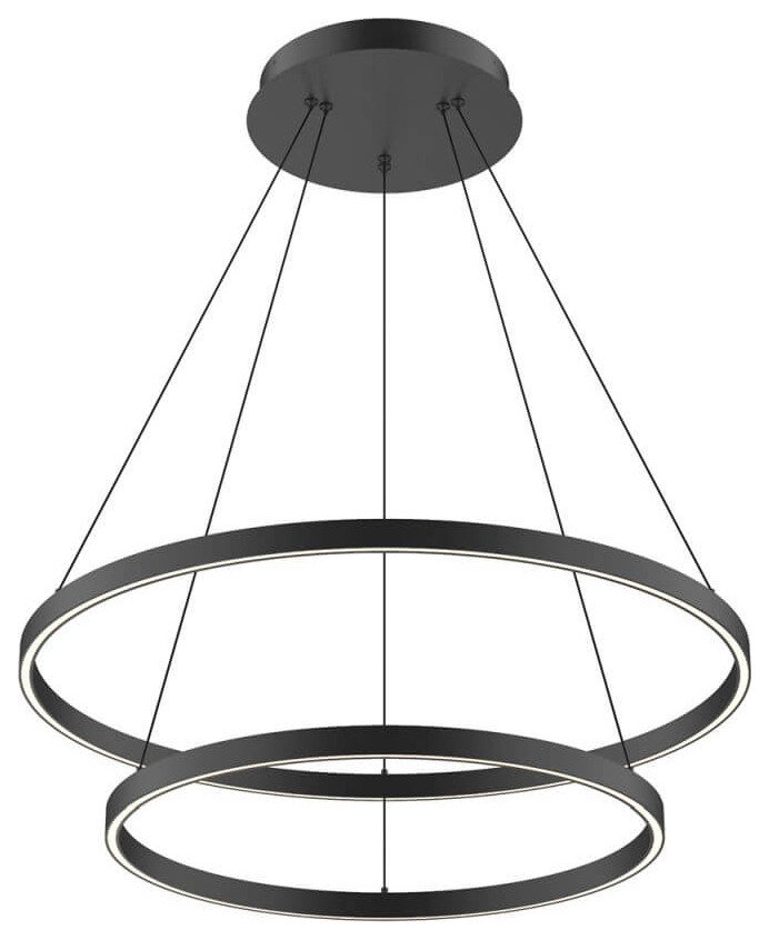 32" Cerchio LED Chandelier, Black With Frosted Silicone Diffuser, 32.00 ...