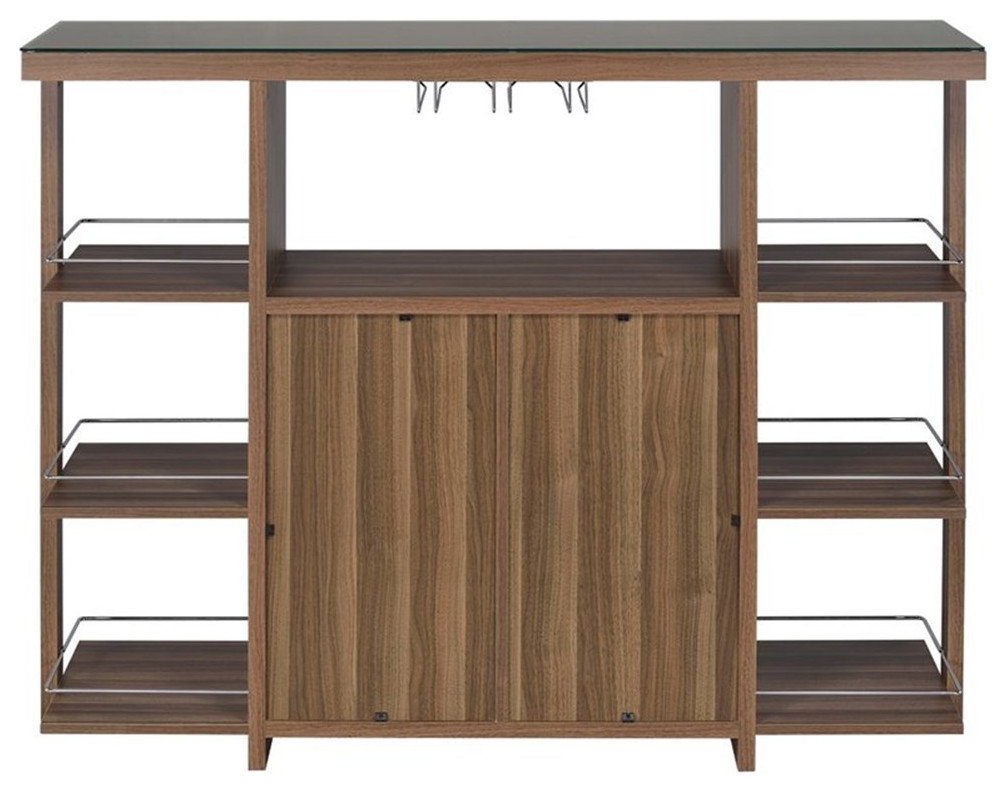Coaster Farmhouse Wood Bar Unit with Wine Bottle Storage in Walnut ...