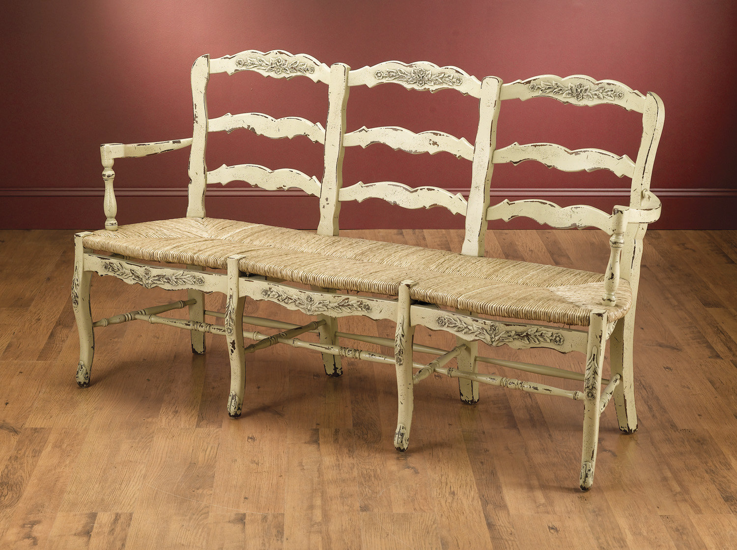 3 Seater Country French Bench - French Country - Upholstered Benches ...