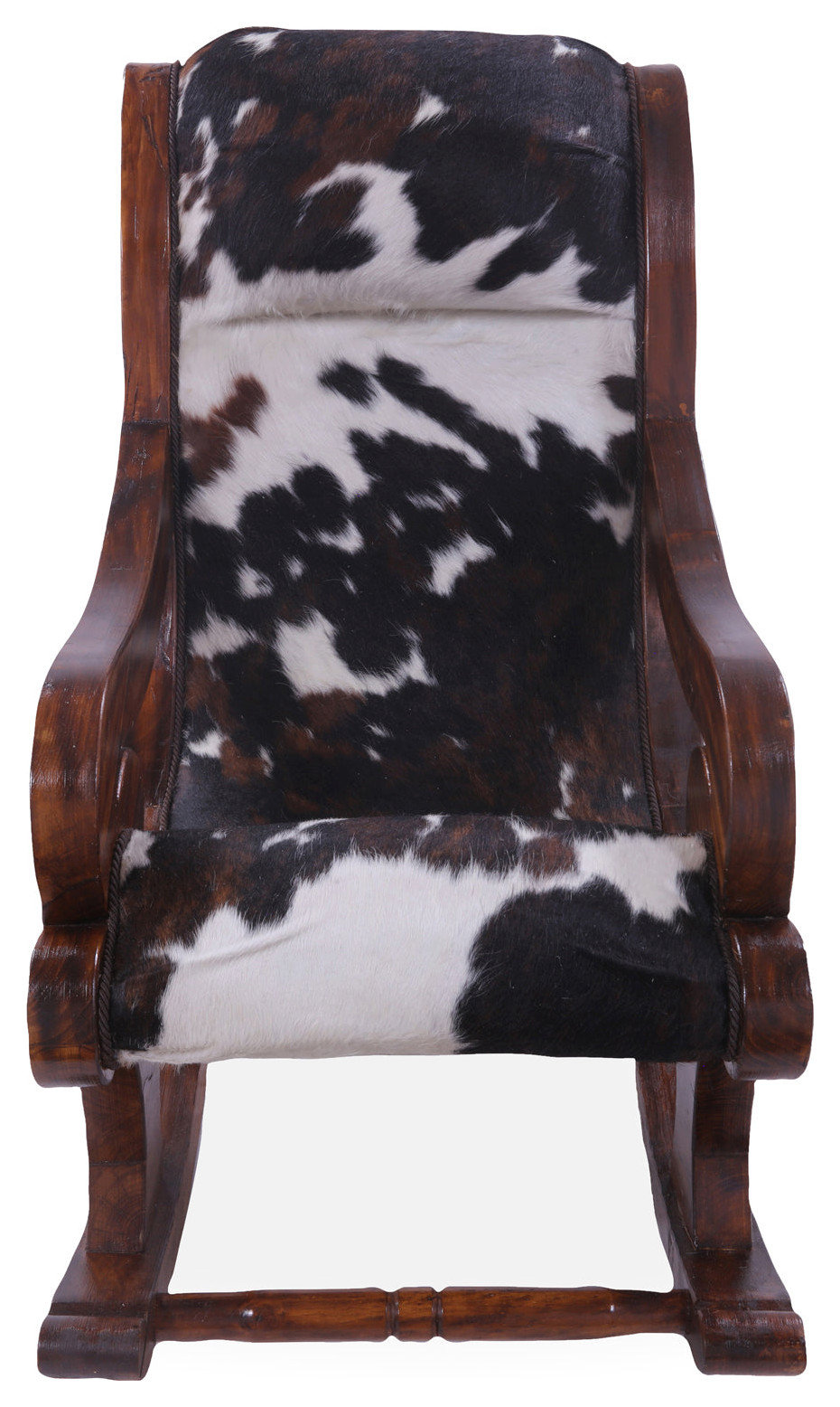 Hair-On Cowhide Wooden Handcrafted Rocking Chair RC122-FC, 24" W x 48 ...