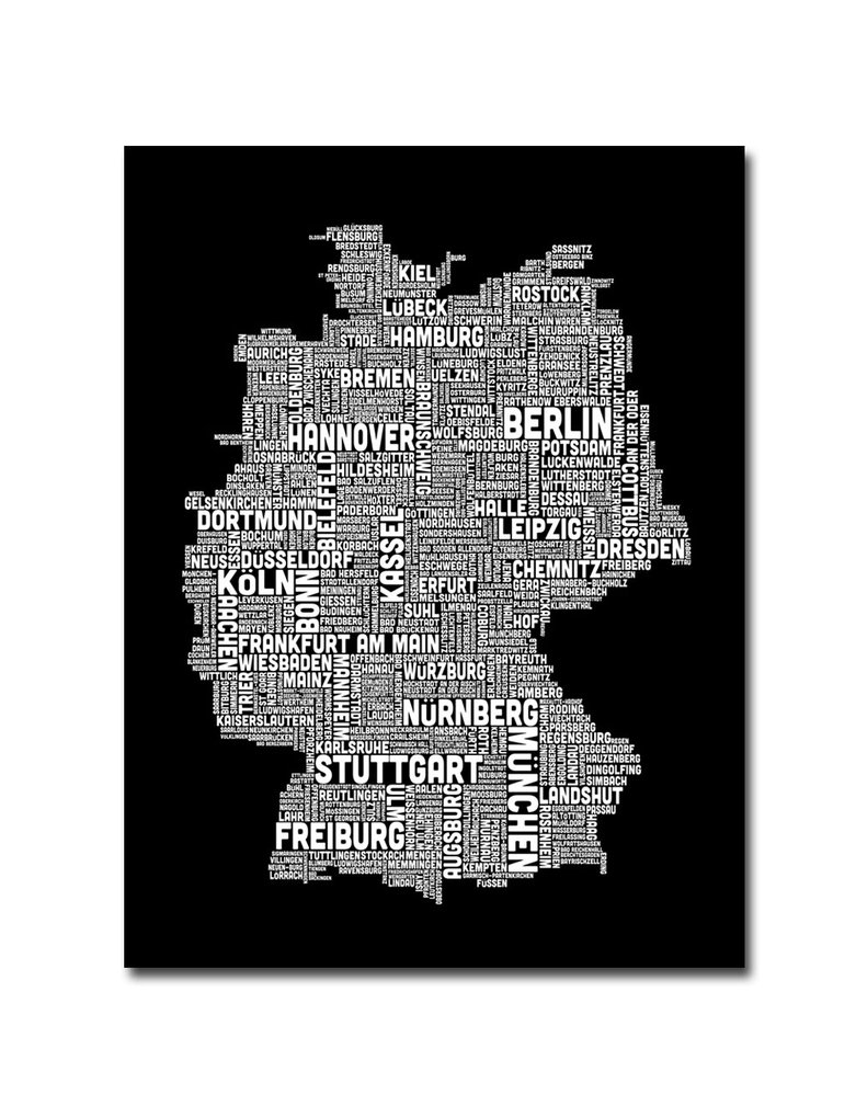 'Germany Text Map I' Canvas Art by Michael Tompsett, 18" x 24 ...