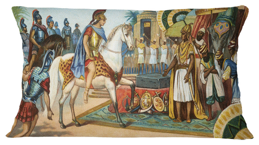 Ancient Historical Illustration Portrait Throw Pillow, 12"x20 ...