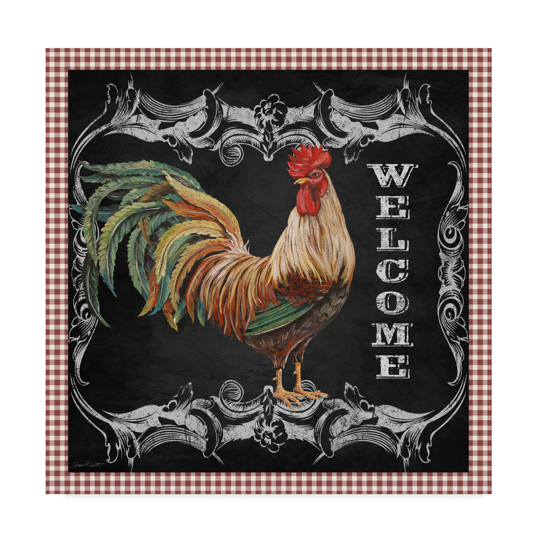Jean Plout 'Welcome Rooster 7' Canvas Art, 35"x35" - Farmhouse - Prints And Posters - by ...
