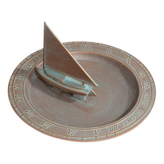 12.5" Diameter Sailboat Sundial Birdbath, 12 1/2"ID - Beach Style ...