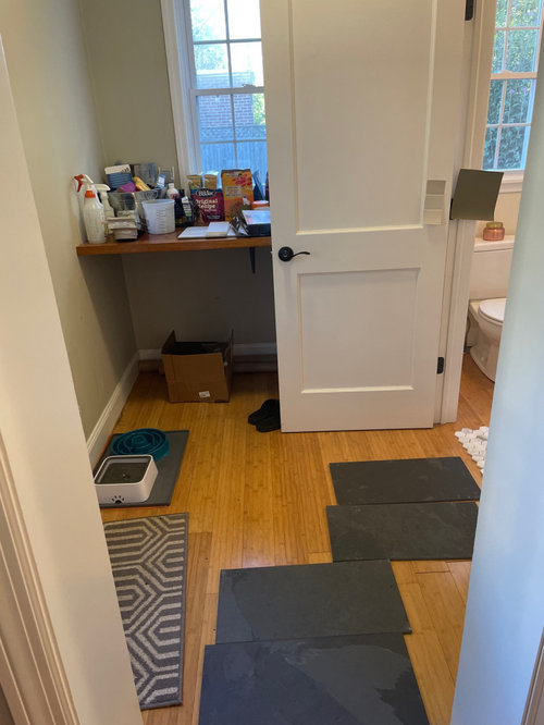Cabinet color for slate floor mudroom