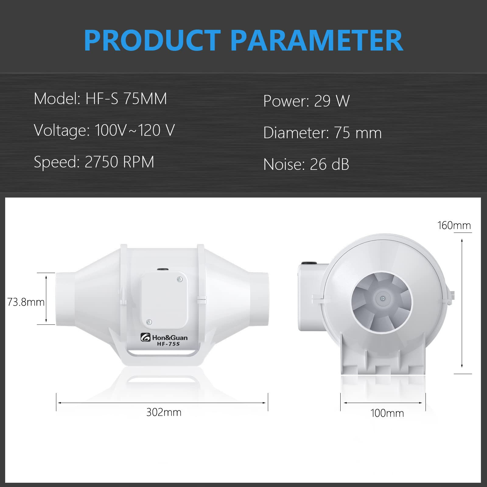 Duct Fan, High Efficiency Inline Fan Mixed Flow Ventilation System, 3 ...