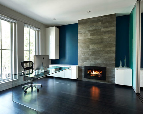 Houzz | Office With Fireplace Design Ideas & Remodel Pictures