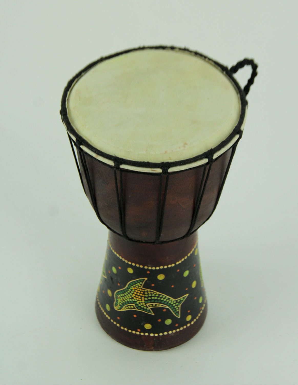 Aboriginal Dot Painted Dolphin Wooden Coastal Theme Djembe Drum 11 inch ...