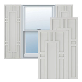 True Fit PVC Bungalow Fixed Mount Shutters, Per Pair, Ocean Swell, 12 ...
