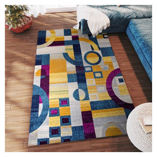 Metro Geometric Rug Multi Colored, 5' 2'' X 7' 2'' - Contemporary ...