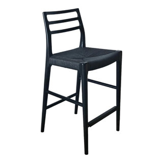 Java Counter Stool Black Solid Ash Wood Frame - Beach Style - Bar ...