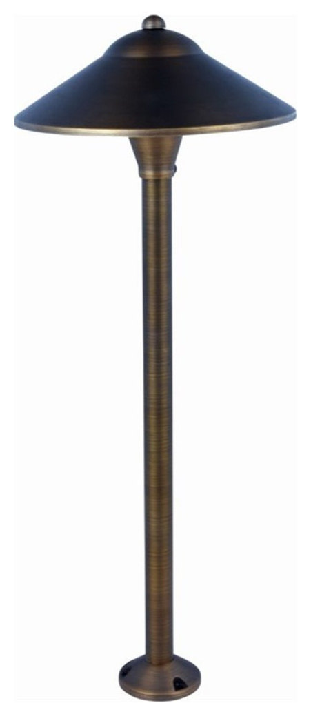 Maklaine 9" Round Metal Path Post Lantern in Antique Brass Finish ...