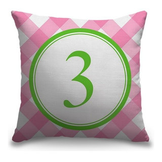 "Number Three - Circle Plaid" Pillow, 18" x 18" - Contemporary ...