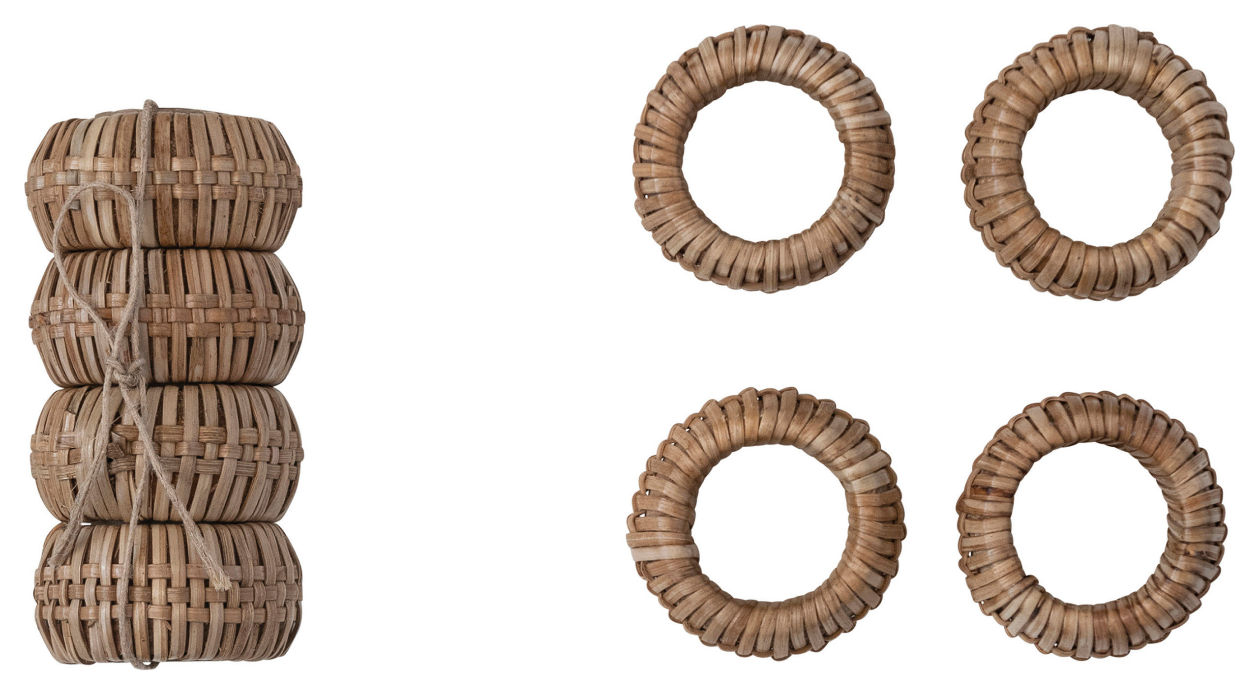 Handwoven Rattan Napkin Rings, Set of 4, Natural - Tropical - Napkin ...