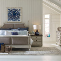 Brookhaven Queen Upholstered Footboard, Vintage Linen/Rustic Dark Elm ...