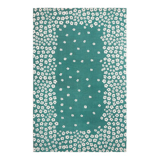 100% Cotton Wildflower Modern Floral Area Rug, 4 Ft. X 6 Ft ...