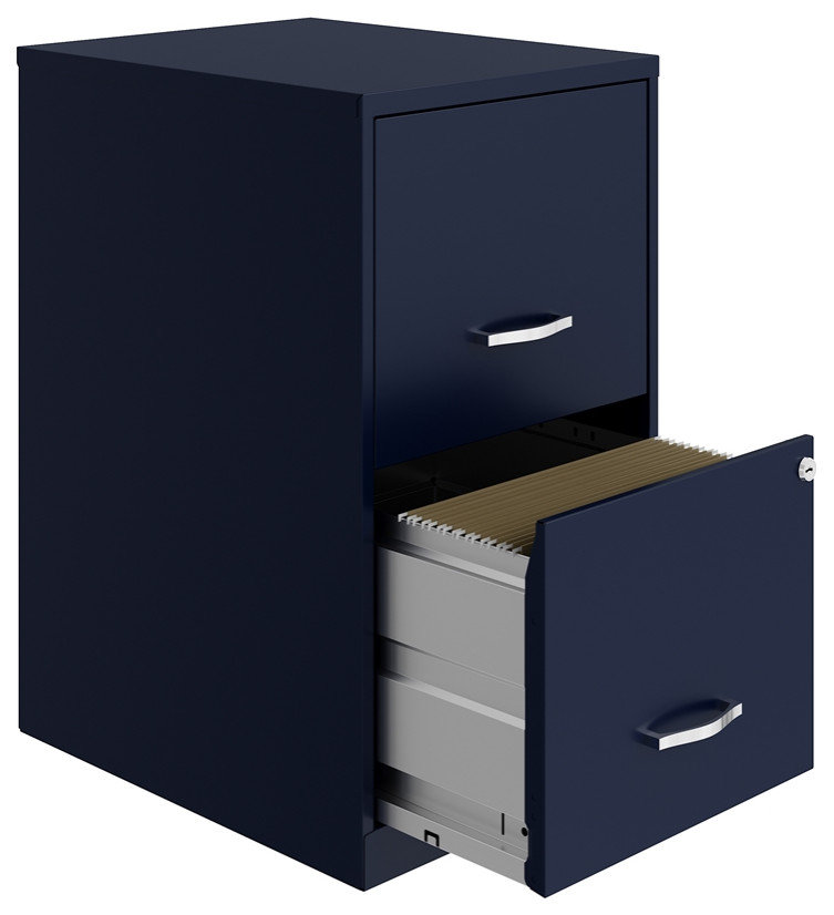 Space Solutions 18in 2 Drawer Metal File Cabinet Navy - Contemporary ...