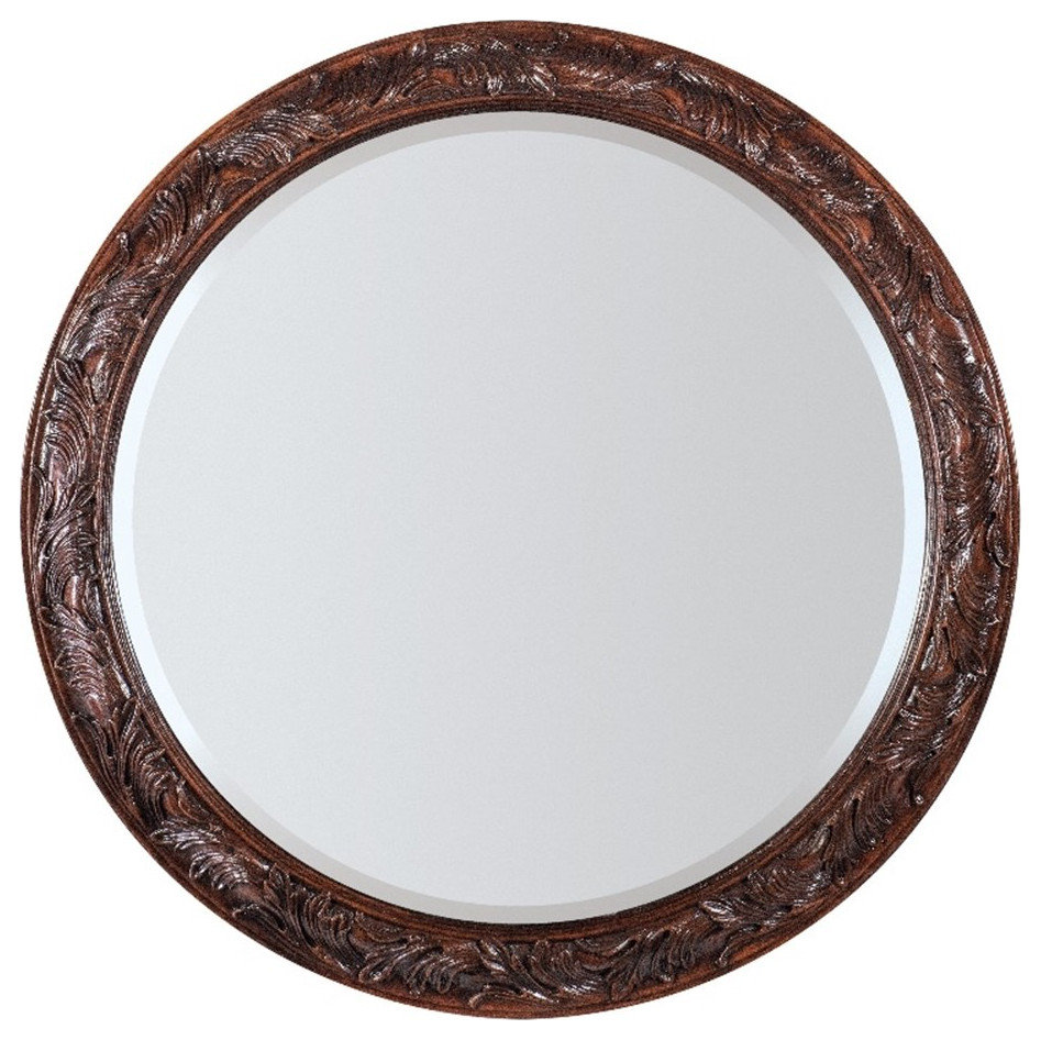 Hooker Furniture Charleston Round Traditional Wood Mirror in Cherry ...