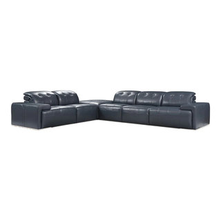 Sarah Modern Blue Leather Sectional Sofa - Contemporary - Sectional ...