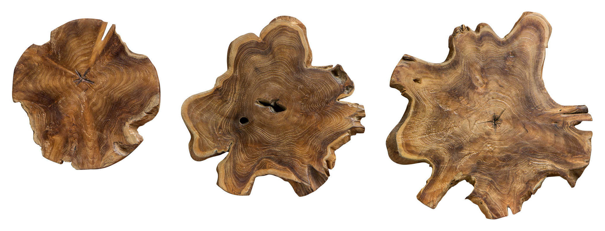 3-Piece Natural Wood Slices Wall Art Set, Live Edge Abstract Round ...