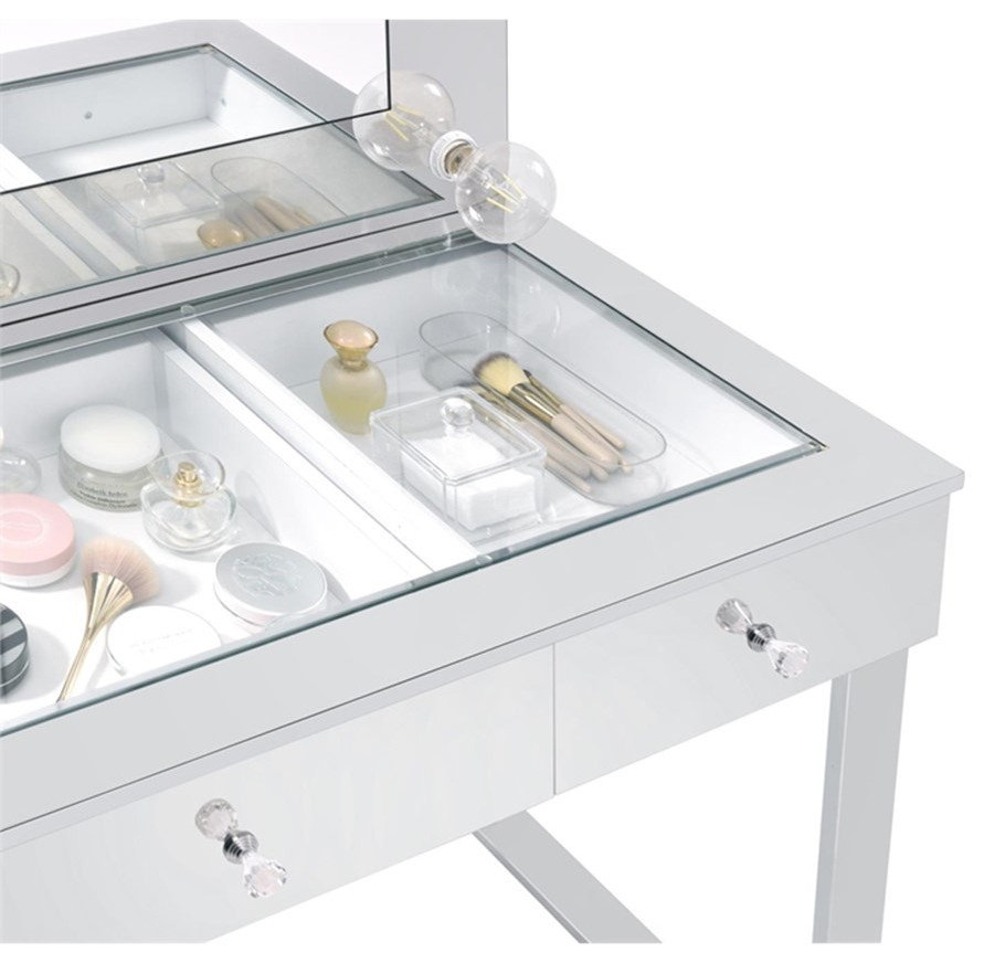 Coaster Umbridge 3-Drawer Wood Vanity with LED Lighting in Chrome/White ...