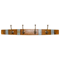 Large Banded Wine Barrel Coat Rack with Classic Brass Hooks ...