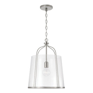 Capital Lighting Madison 1-Light Pendant, Brushed Nickel/Clear Seeded ...