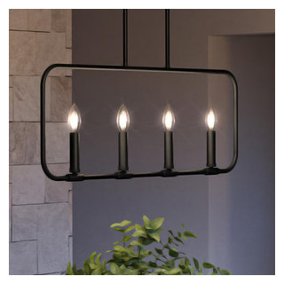 Luxury Modern Farmhouse Chandelier, 19.75''H x 32''W, in Matte Black ...