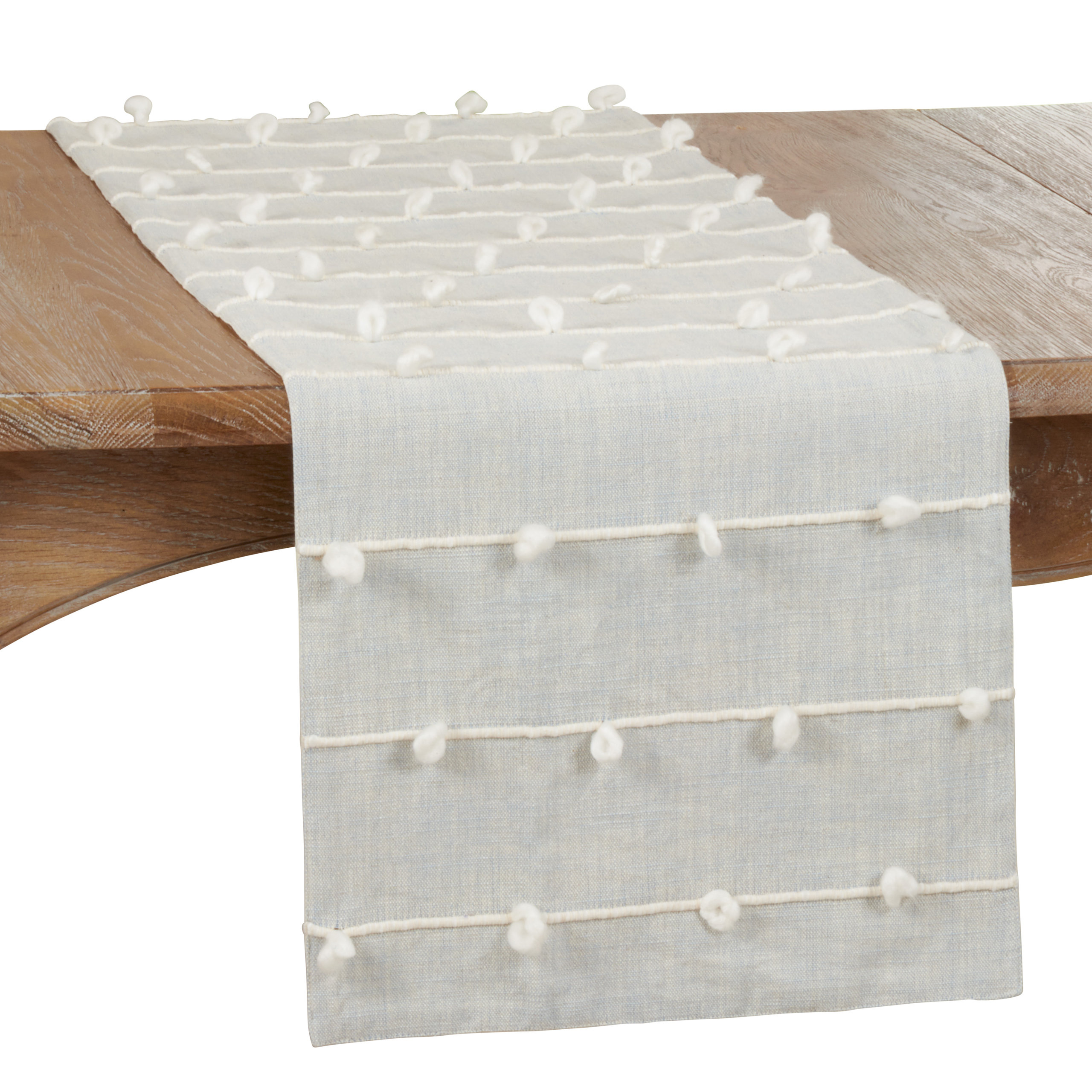 Table Runner With Knotted Line Design, Light Blue - Contemporary ...