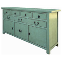 Chinese Turquoise Blue 7 Drawers Sideboard Buffet Credenza Table ...