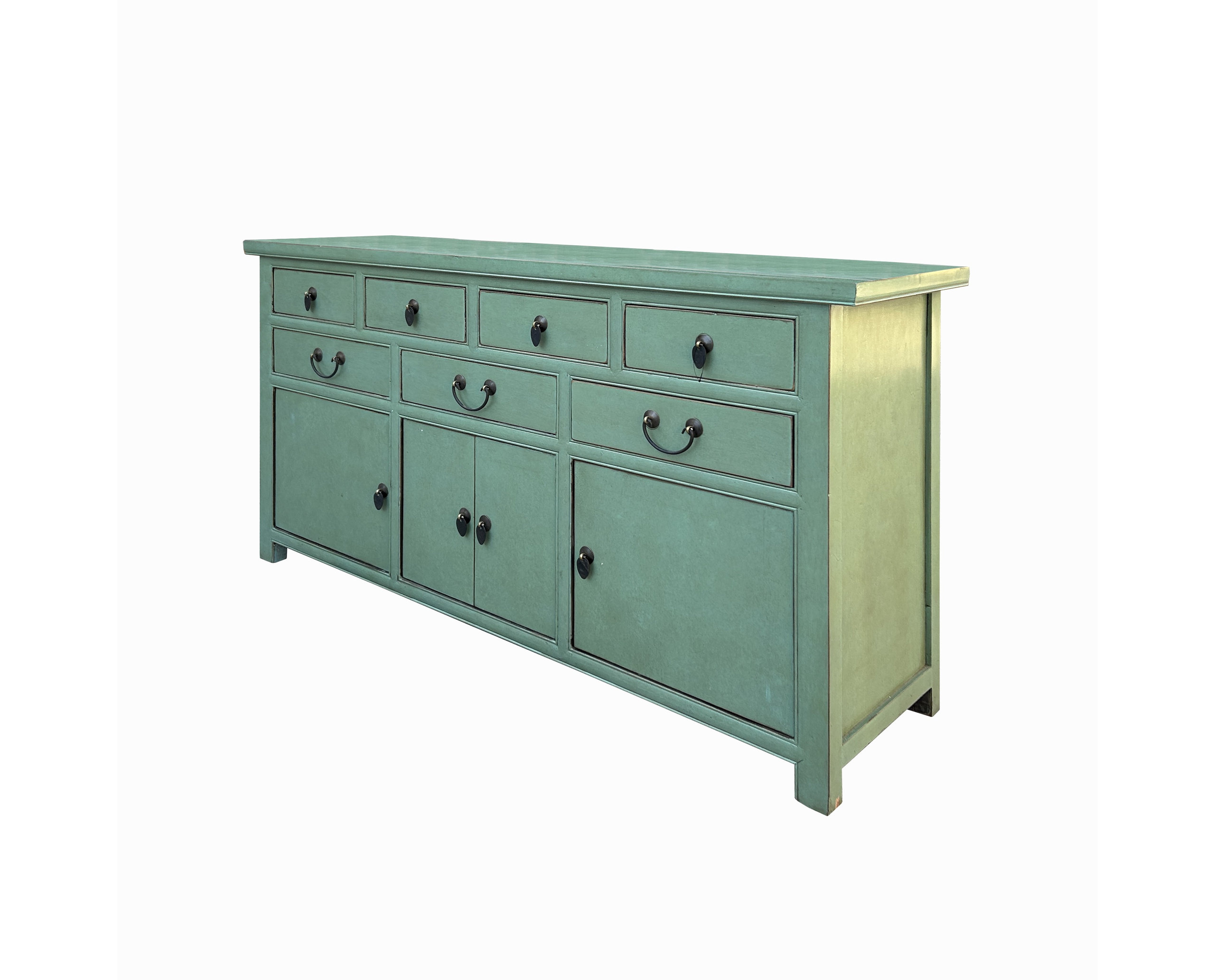 Chinese Turquoise Blue 7 Drawers Sideboard Buffet Credenza Table ...
