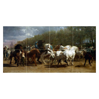 Tile Mural Landscape horse racing Bathroom Backsplash, 6" Rialto ...