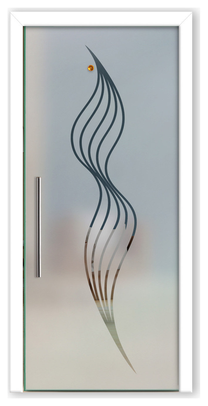 Frameless Glass Pocket Sliding Door and Rhinestone Applications, 32"x84" - Contemporary ...
