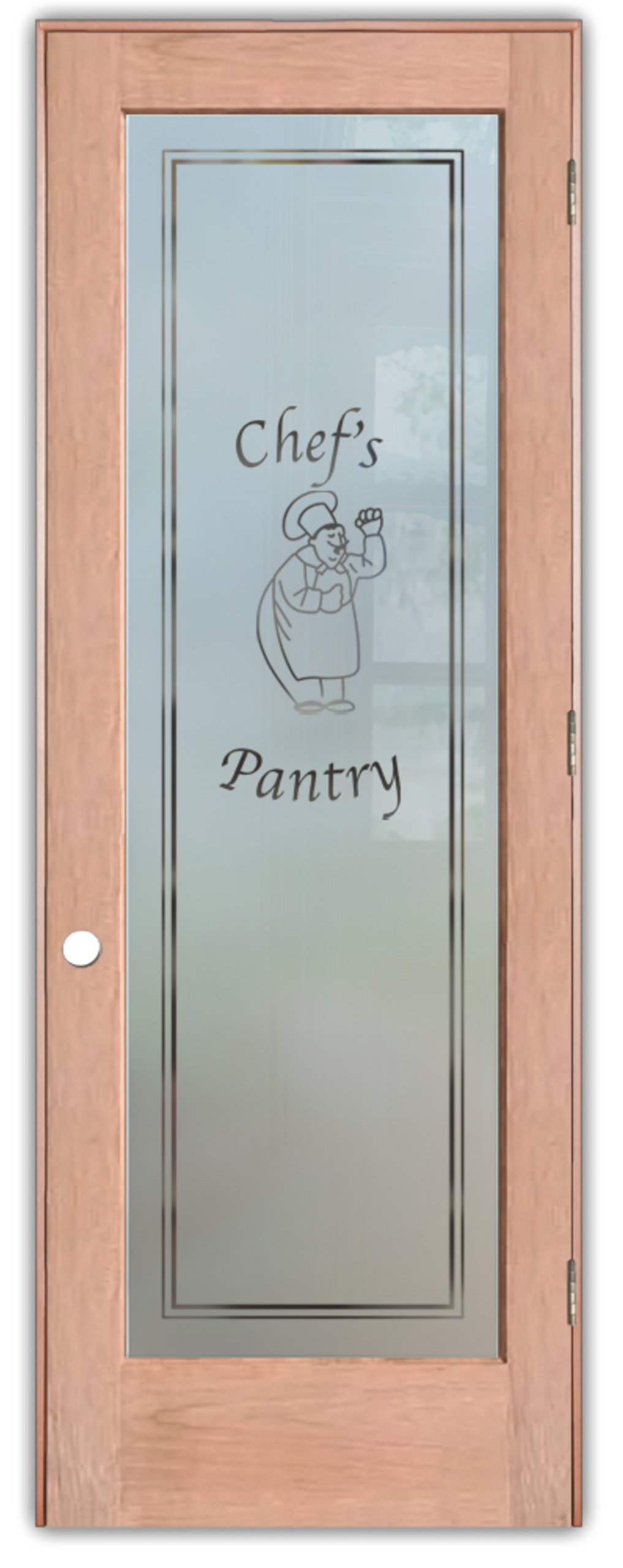 Pantry Doors - Happy Chef Frosted Glass Design - 24" x 80" - CUSTOMIZE ...
