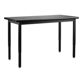 NPS Steel Height Adjustable Science Lab Table, HPL Top, Black Frame ...
