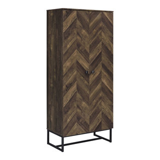 Coaster Farmhouse Wood 2-Door Accent Storage Cabinet with Metal Base in ...