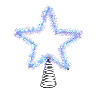 12.2" Tinsel Star Tree Topper, Cool White LED Lights, 12.2" - Christmas ...