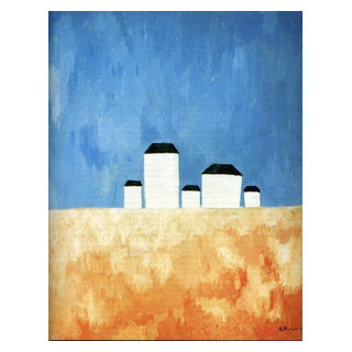 Kazimir Malevich Landscape With Five Houses, 21"x28" Wall Decal, 21x28 ...