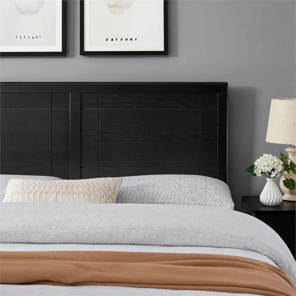 Modway Archie King Modern Rubberwood and MDF Headboard in Black, King ...