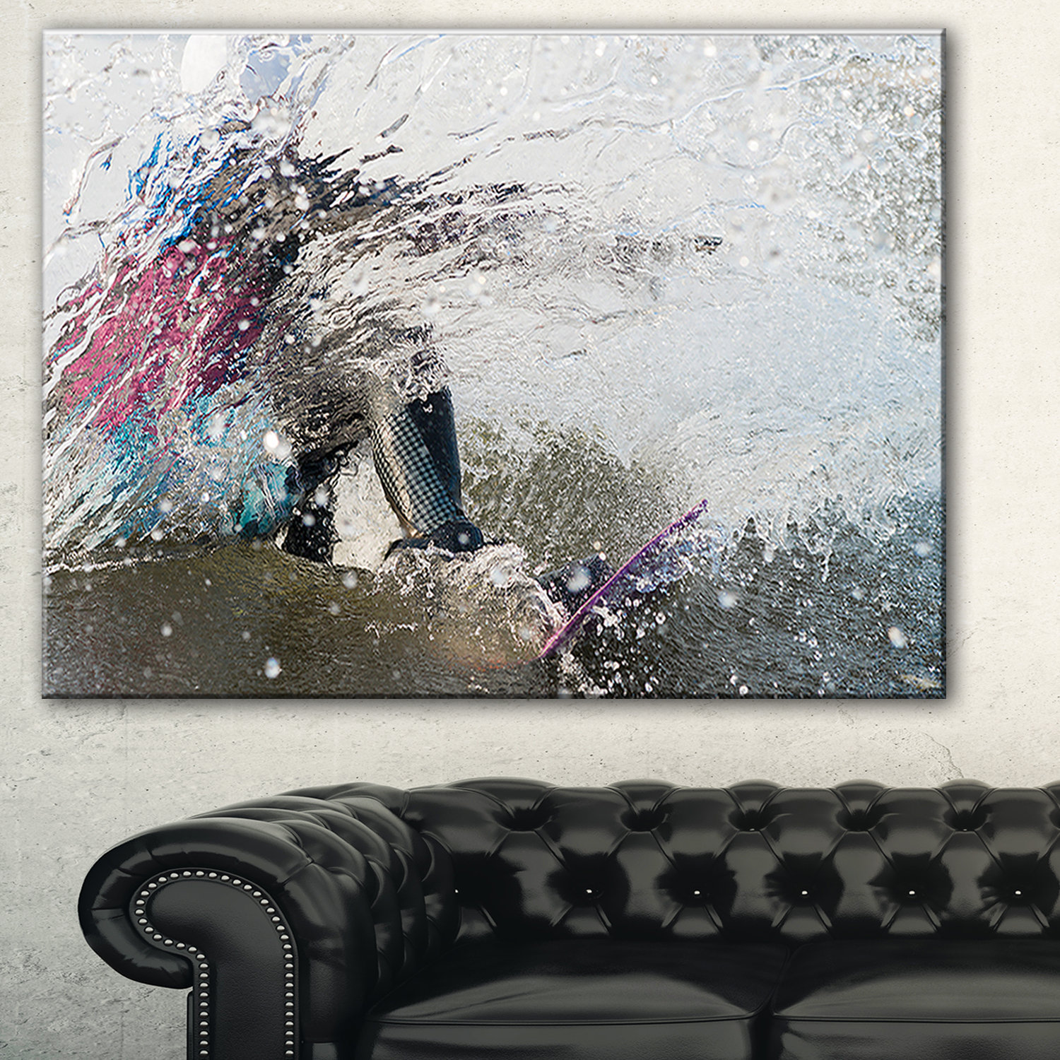 "Guy on a Wakeboard" Landscape Digital Art Canvas Print, 32"x16 ...