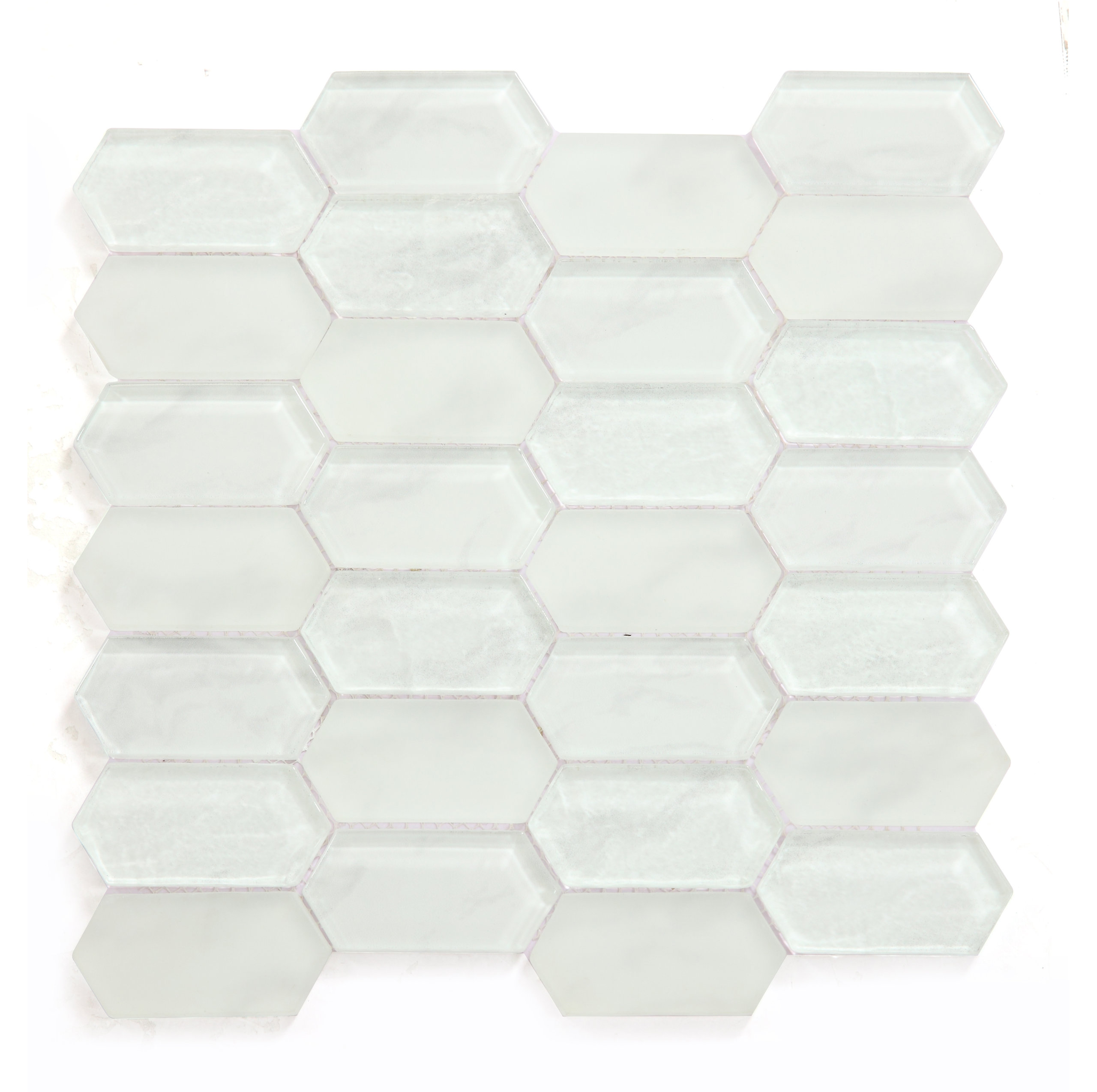 12 x 12 Calypso White Glass Mosaic - Picket Fence, Set of 11 ...