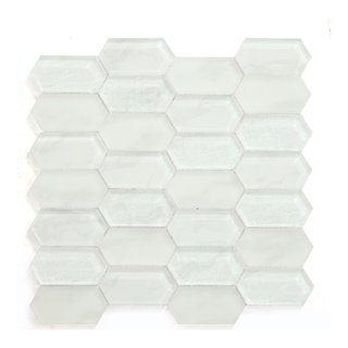 12 x 12 Calypso White Glass Mosaic - Picket Fence, Set of 11 ...