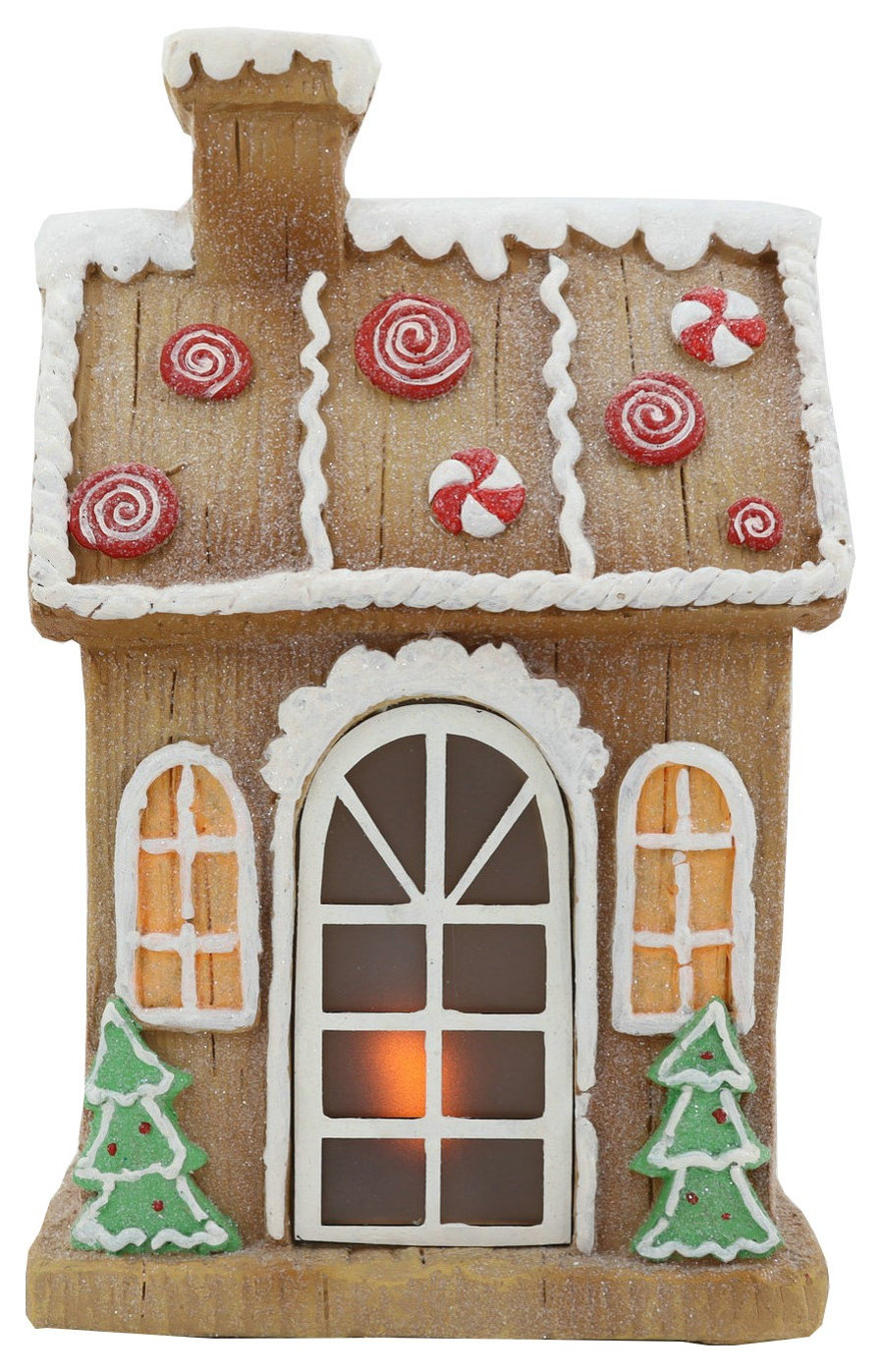 14" LED Lighted Peppermint Gingerbread House Christmas Decoration ...