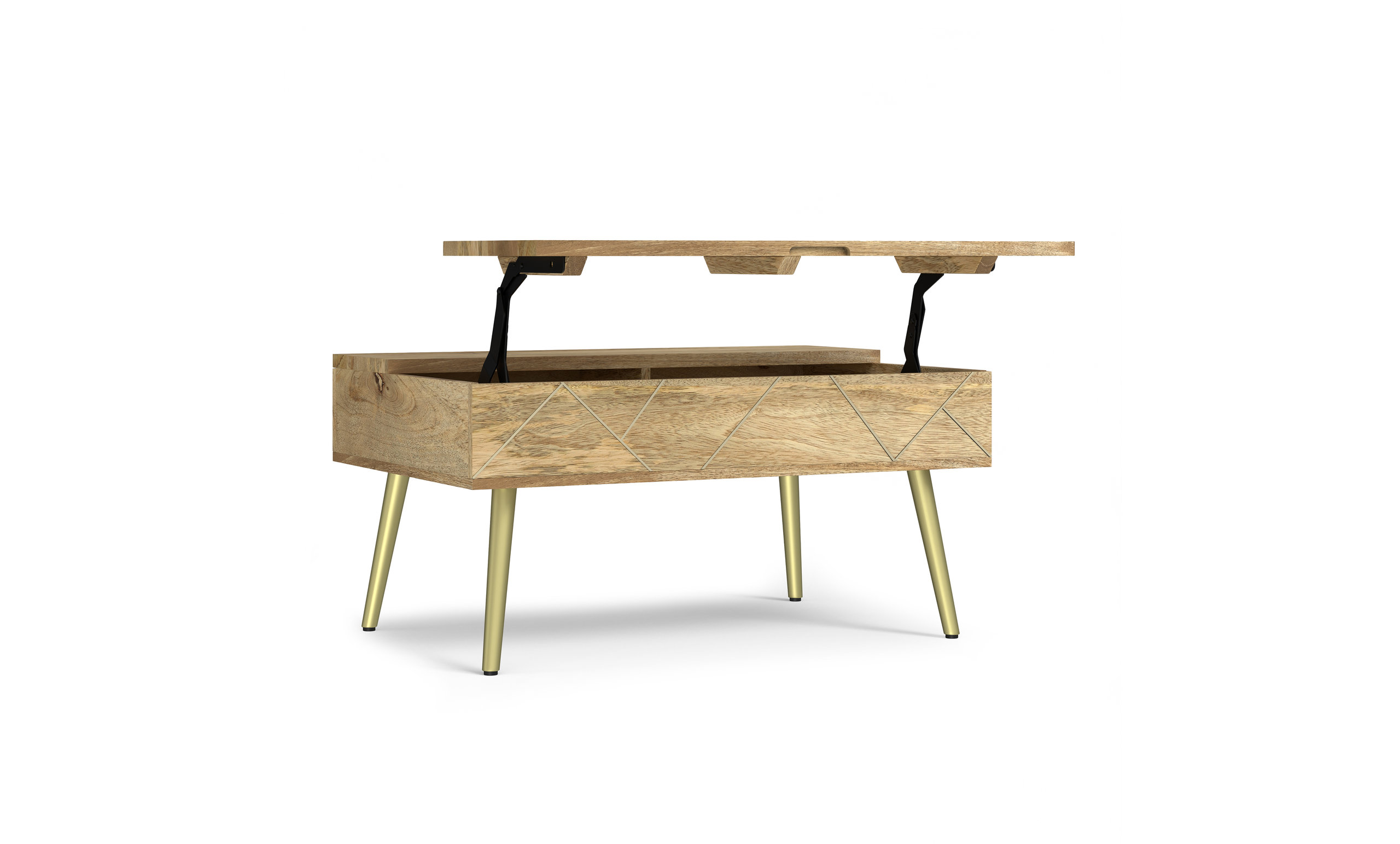 Jager Solid Mango Wood Lift Top Coffee Table - Midcentury - Coffee ...