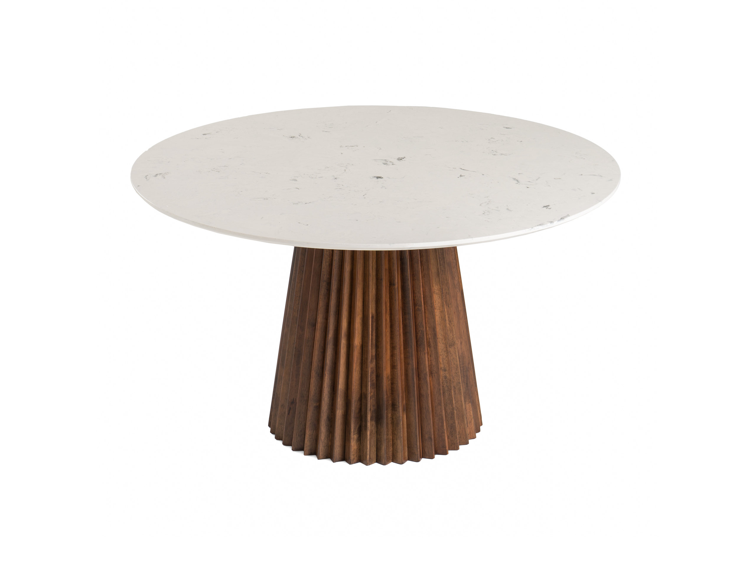 Modrest Nancy Mid-Century Modern White Marble + Walnut Round Dining ...