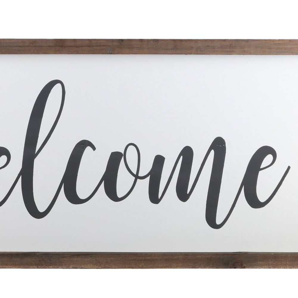 Wooden Wall Art with Cursive Welcome Typography, Set of 2, Brown and ...