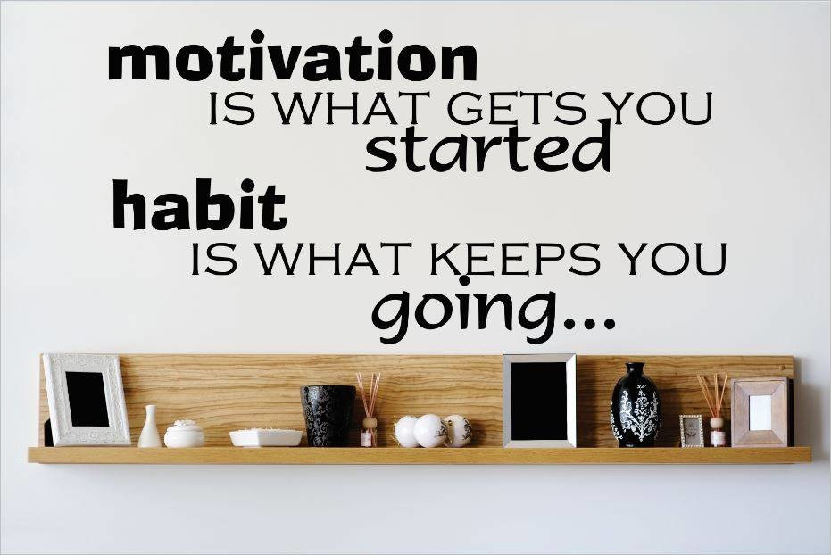 Decal, Motivation Gets You Started Habit Keeps You Going, 14x30", 14X30 - Contemporary - Wall ...