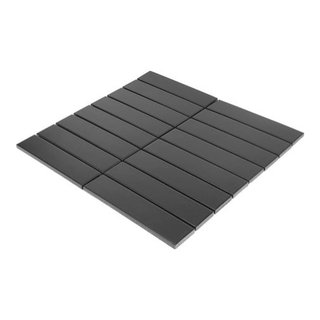 Sample of Gio Black Matte 1.25" X 6" Stacked Linear Porcelain M. Tile ...