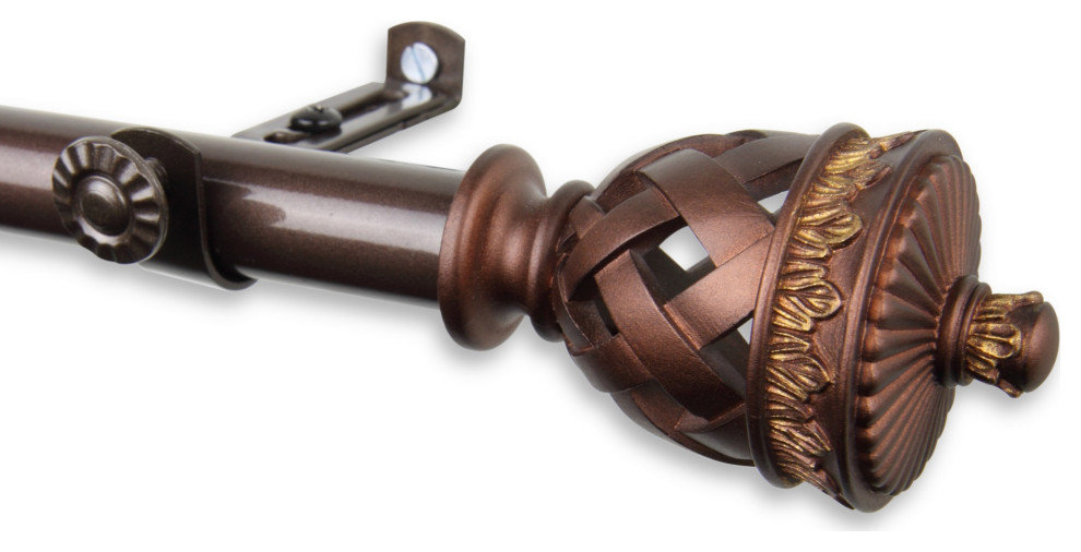 Araceli Curtain Rod 3/4" Dia. 48-84", Cocoa - Traditional - Curtain ...