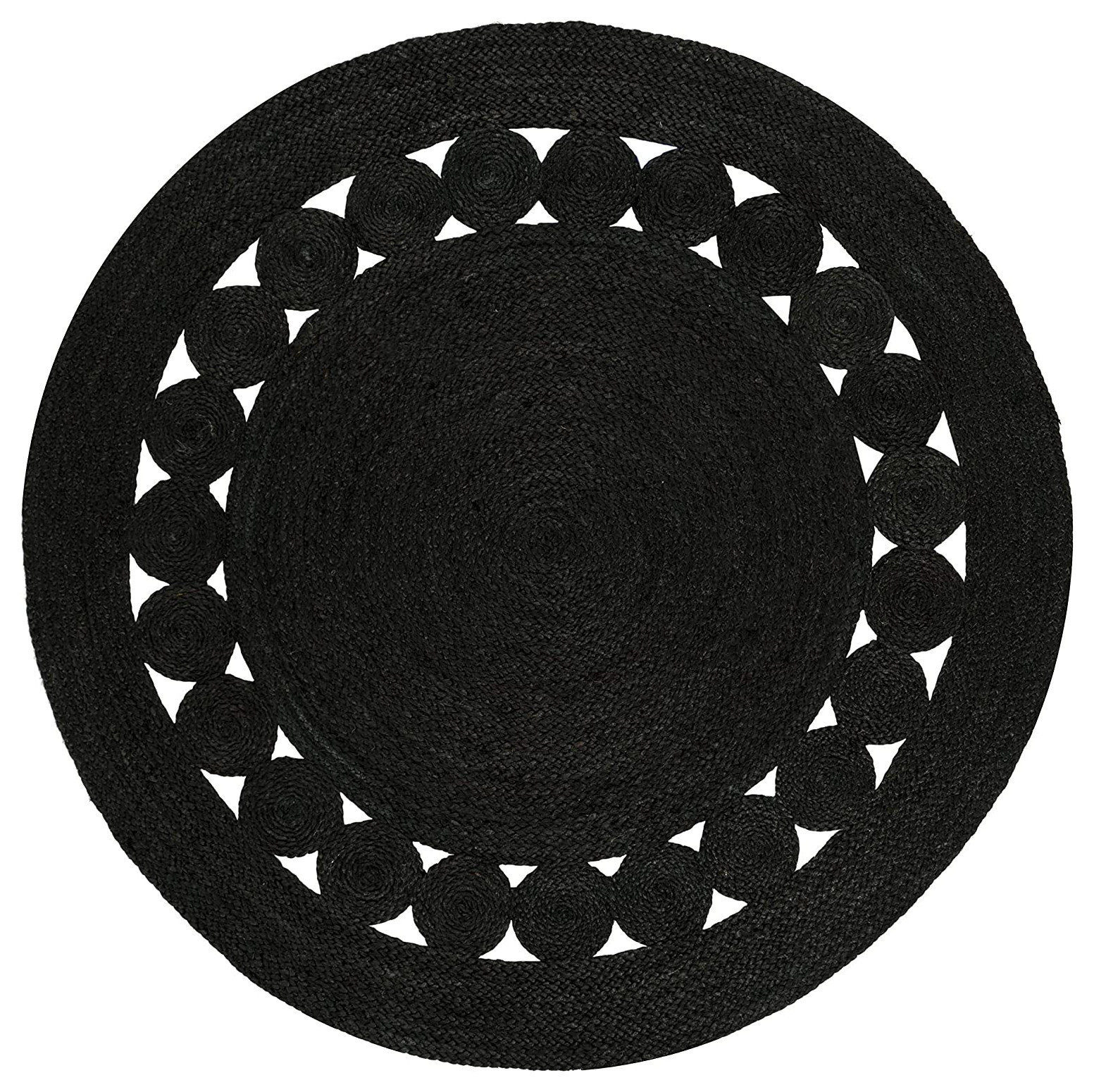 Contemporary Round Area Rug, Hand-Woven Natural Jute with Low Pile ...